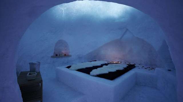 Igloo lit glace fourrures