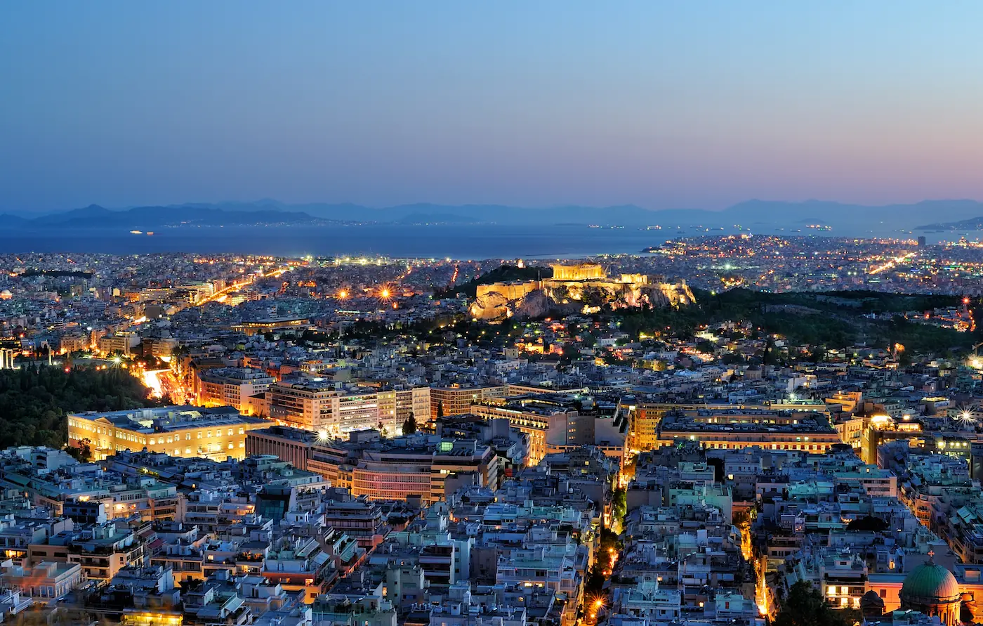 Vue Athènes nuit